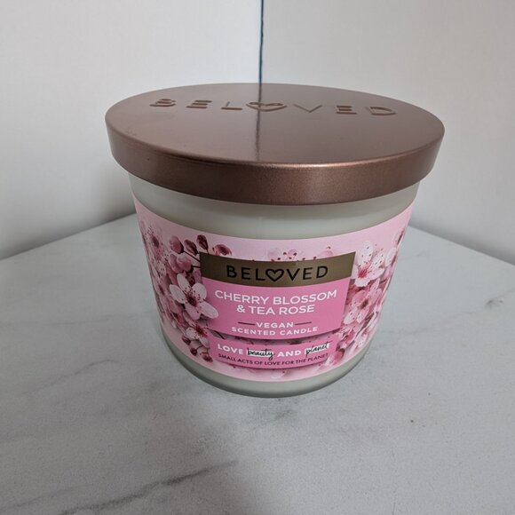 BELOVED | Other | Beloved Cherry Blossom Tea Rose 3wick Vegan Candle ...